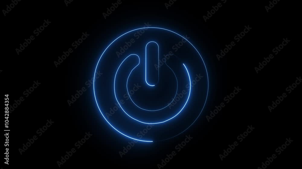 Neon glowing power button icon animate., The appearance of neon symbol ...