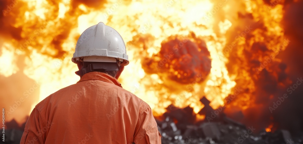 Construction site explosion caused by a gas leak, highlighting the ...