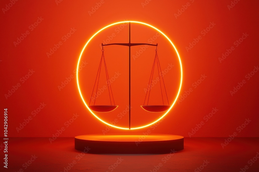 Libra sign portrayed by a balancing scale of abstract light and shadow ...