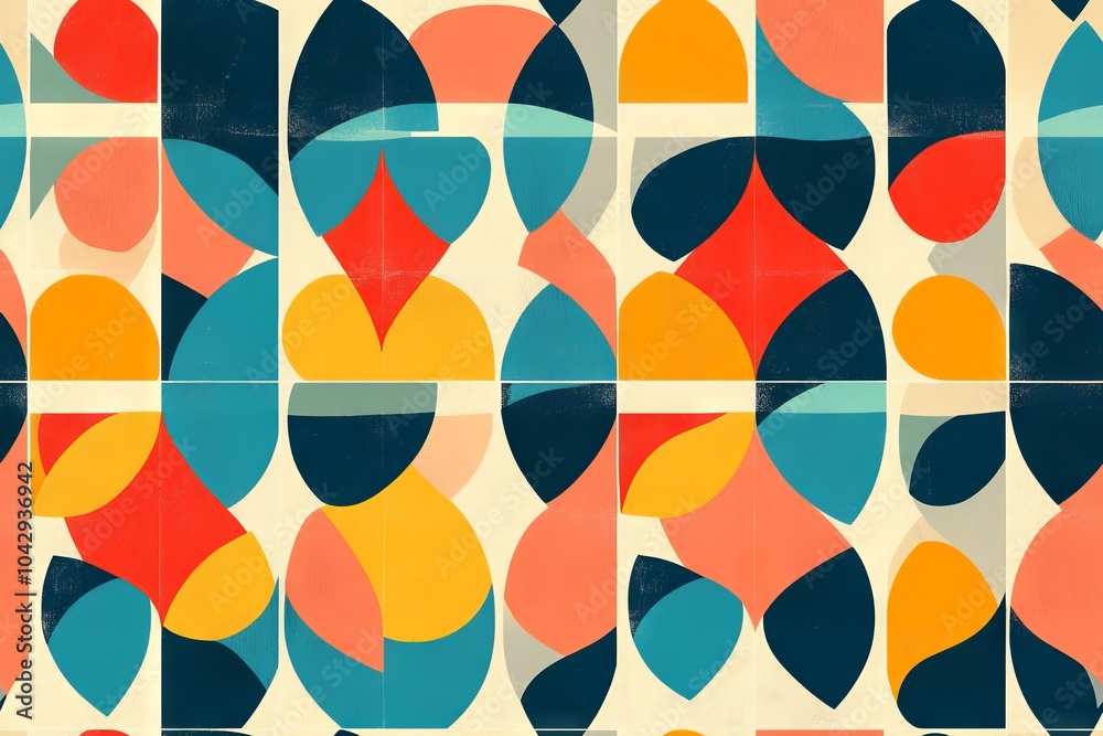 Retro seamless pattern with colorful geometric shapes nostalgic vintage ...