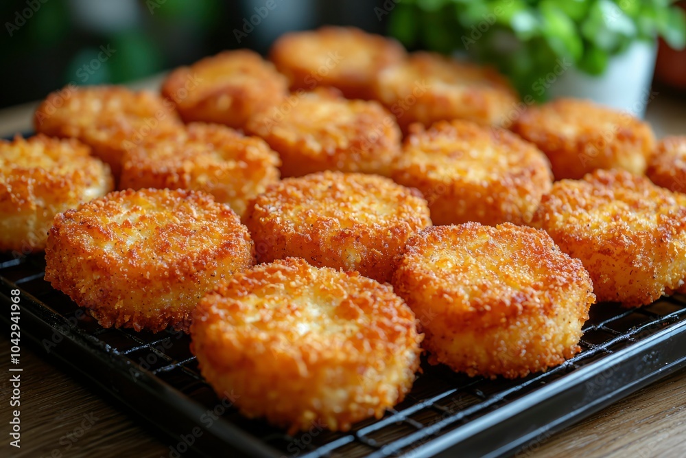 Golden Brown, Crispy Fried Cheese Curds on a Wire Rack Stock Photo ...