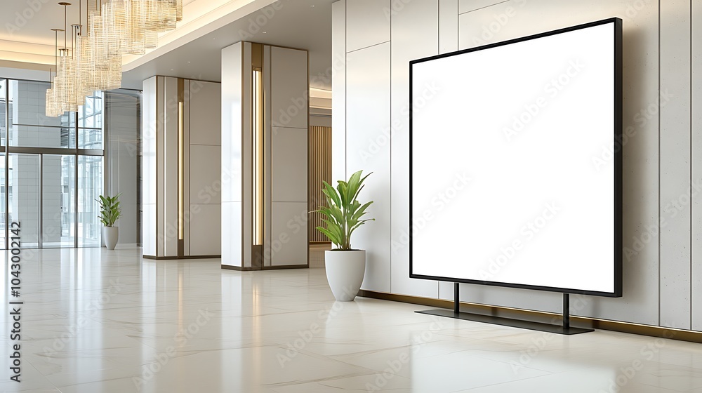 Standalone light box display in a hotel lobby A freestanding light box ...