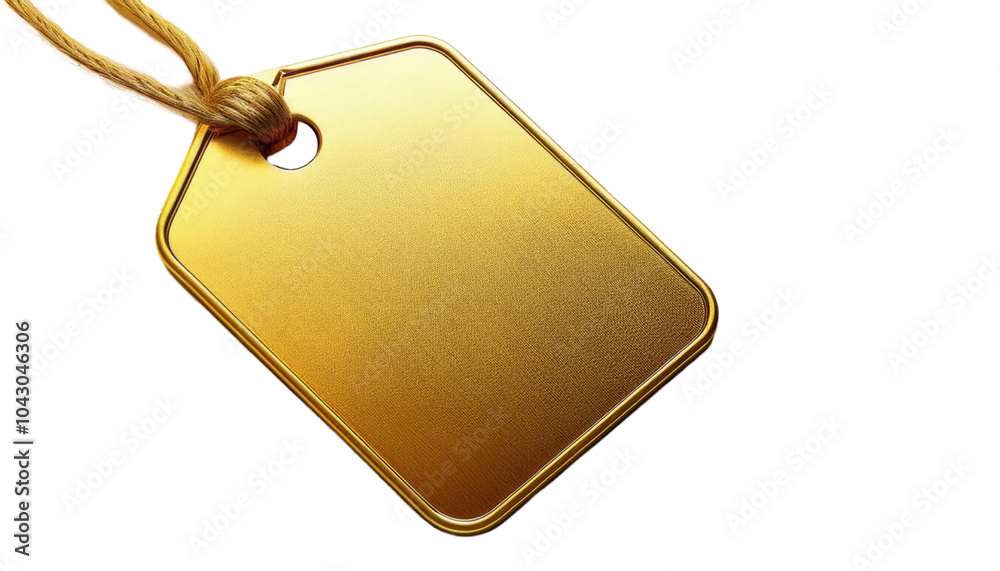 gold price tag isolated, blank golden price tag on white background, 3d ...