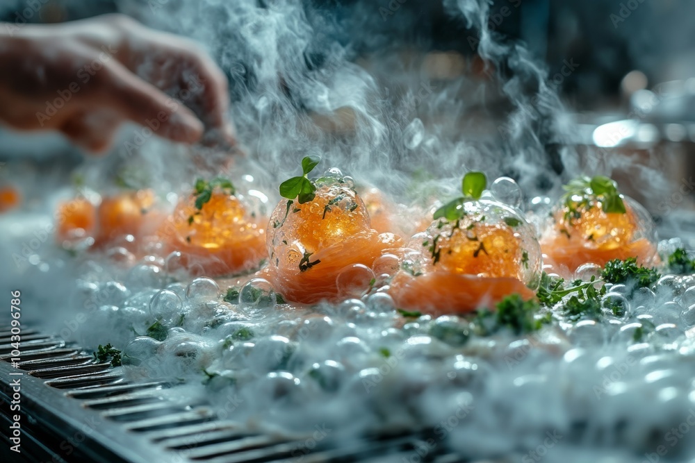 Chefs experimenting with molecular gastronomy techniques, modern ...
