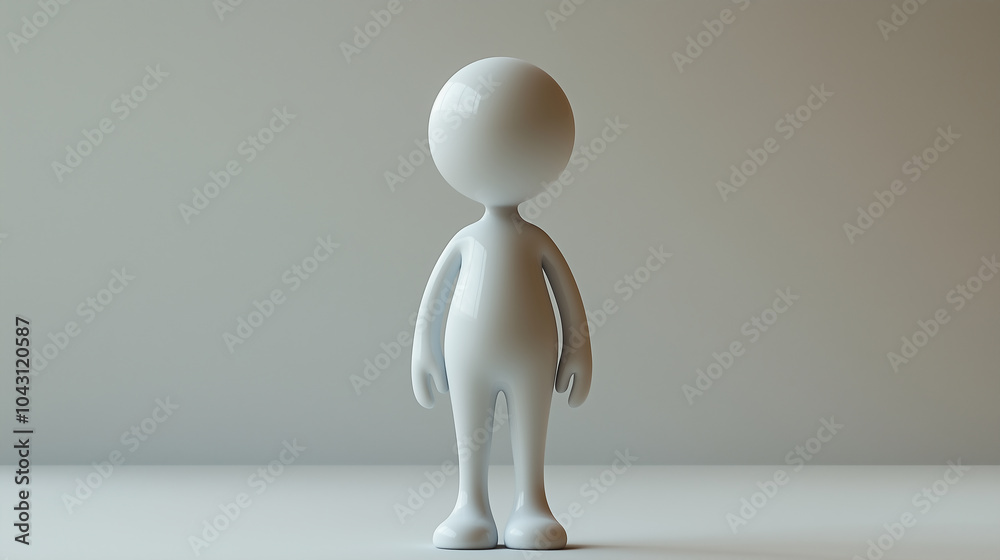 3D render of a simple white stick figure, in a simple and minimalistic ...