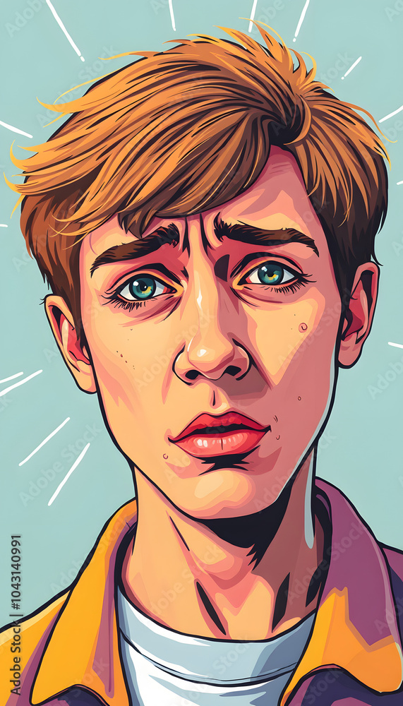 Social phobia anxiety disorder, SAD. Conceptual colourful illustration ...