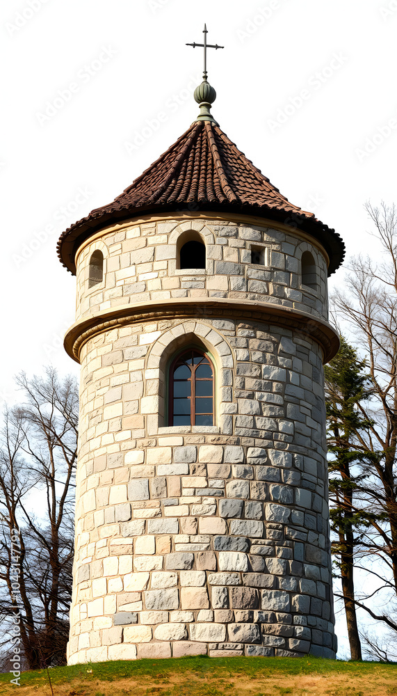 Turm aus Kieselsteinen mit Kiesel in Herzform isolated with white ...