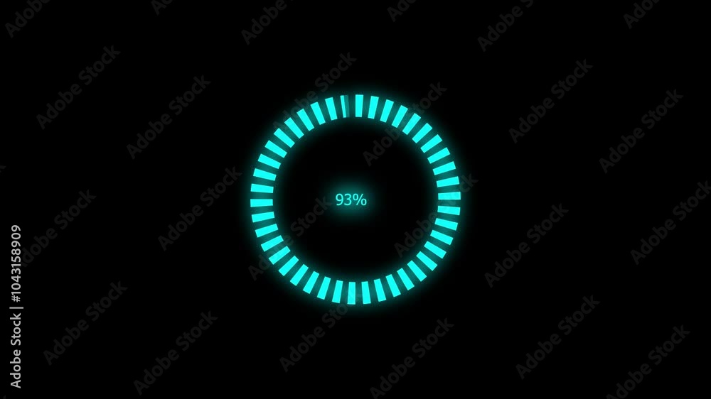Cyan color Loading Bar Animation on black Background. Downloading Bar ...