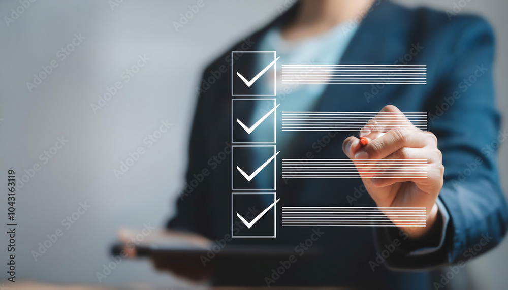 Using and completing a checklist, featuring elements like checkmarks ...