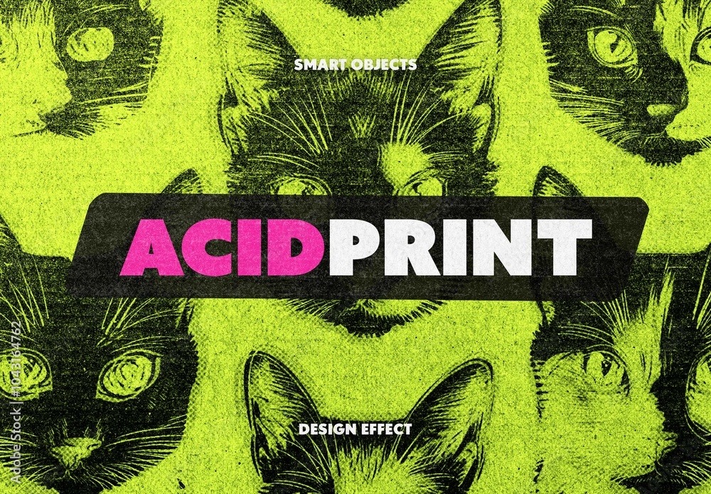 Acid Print Photo Effect Mockup Stock Template | Adobe Stock