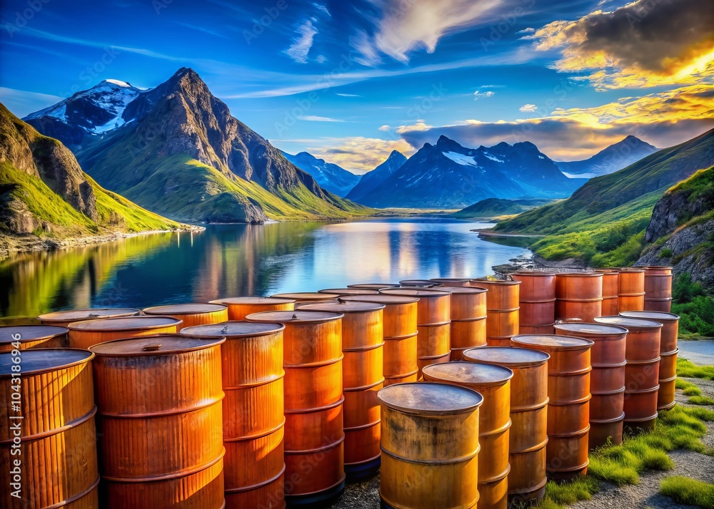 Norway Oil Industry Fuel Extraction Barrels in a Row Conceptual ...