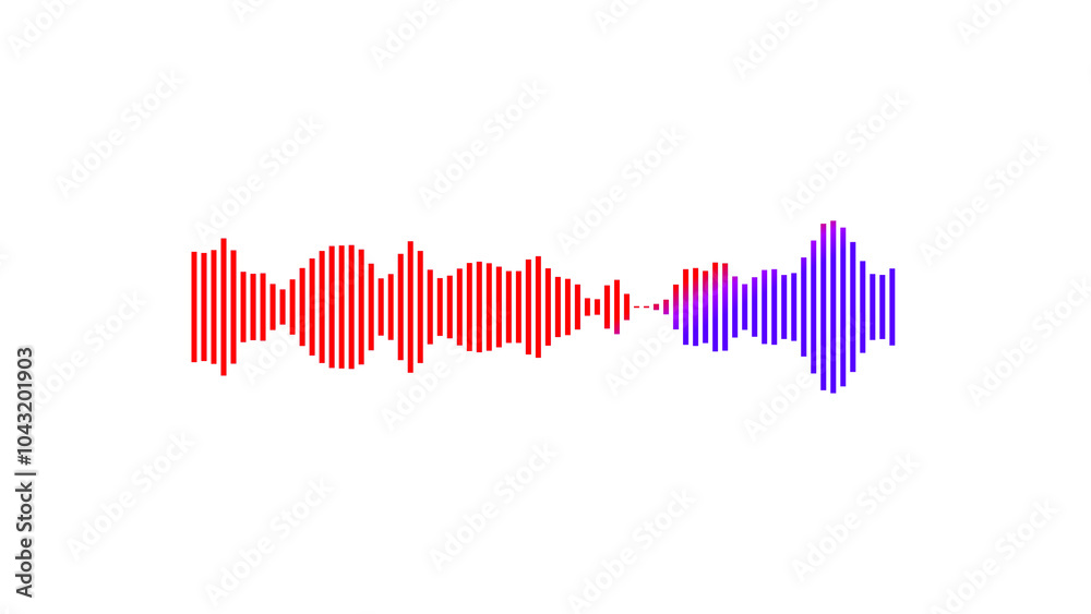 Red and blue line audio wave visualization voice record, sound wave on ...