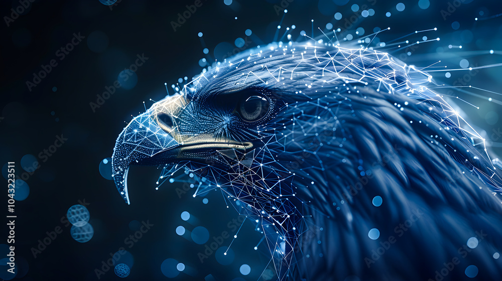 Eagle-themed digital wireframe design featuring polygon technology with ...