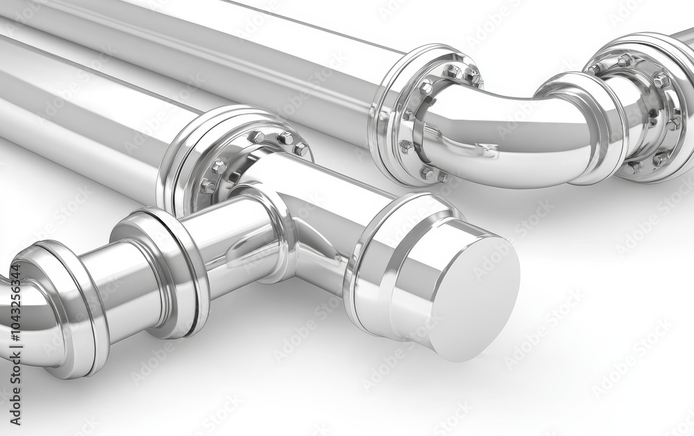 Close-up of rolled engineering blueprints displaying complex pipe ...
