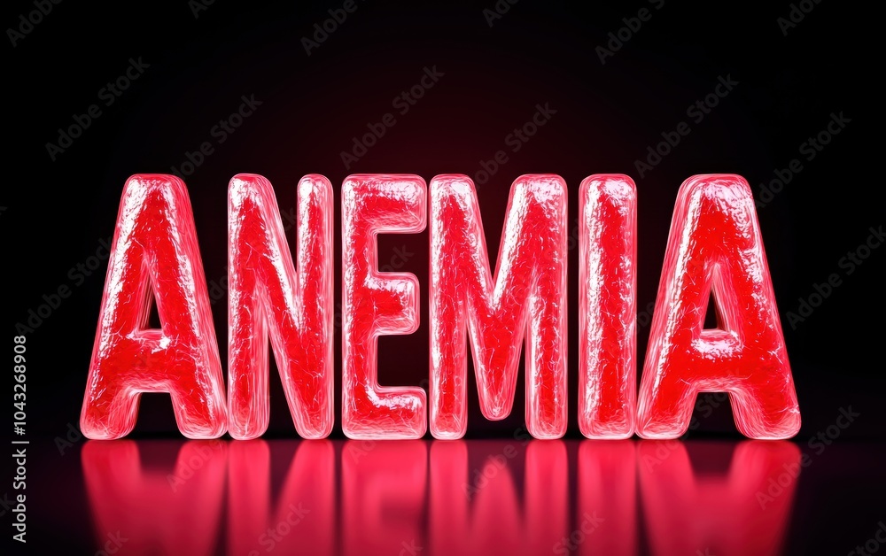 Close-up of "ANEMIA" in bold, rough red letters, appearing as if made ...