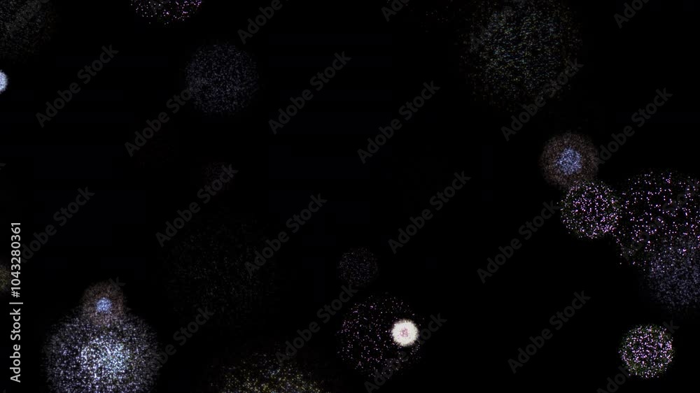 Loop beautiful splash particles falling down animation on black ...