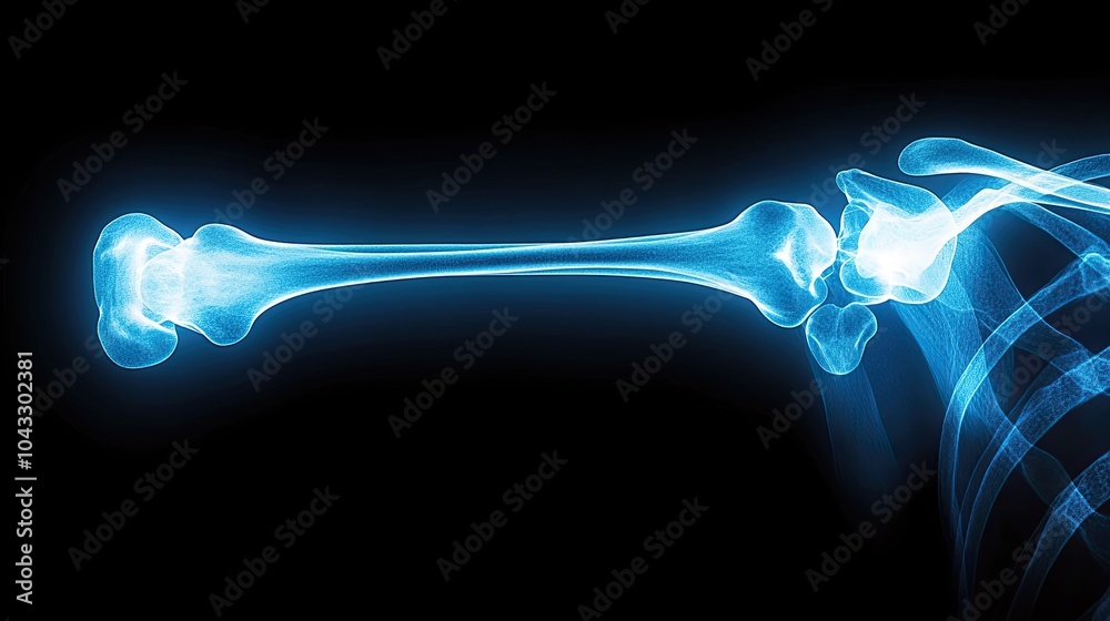A detailed X-ray image showing the humerus bone, highlighting its ...