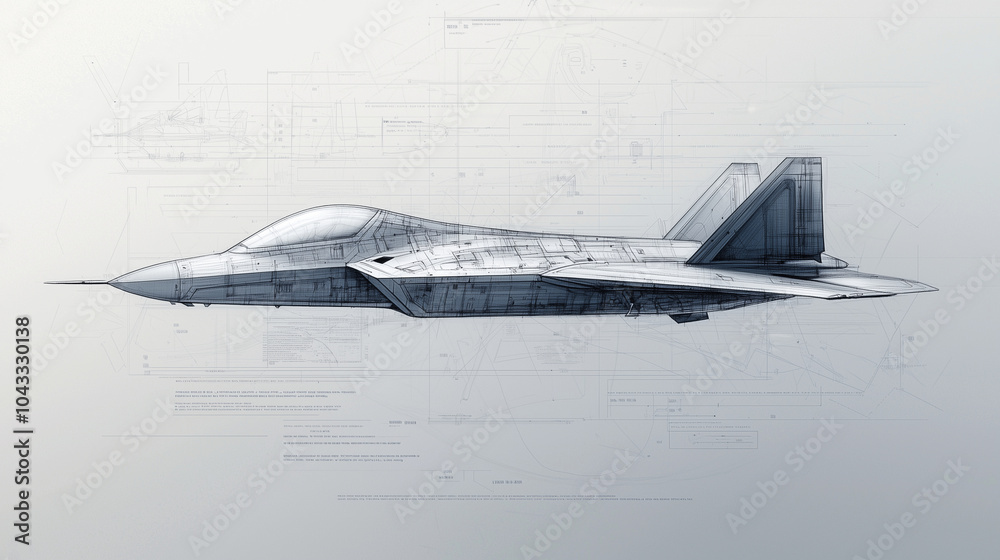 Stealth Fighter Jet Digital Blueprint with Radar Data Stock ...