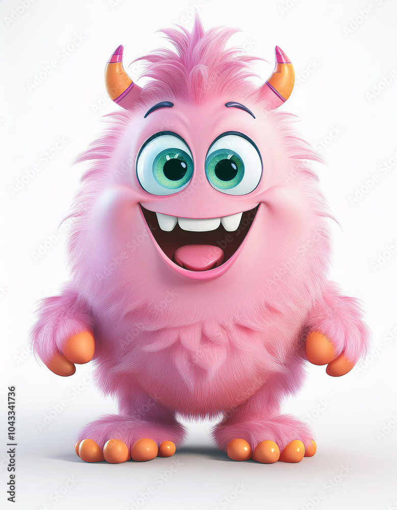 Meet the friendliest pink monster ever! Big eyes, fluffy fur, and a ...