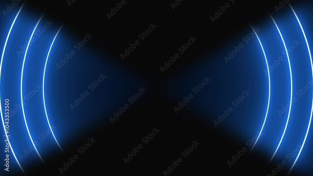 Seamless loop.Radio waves animation come from center. neon line radio ...