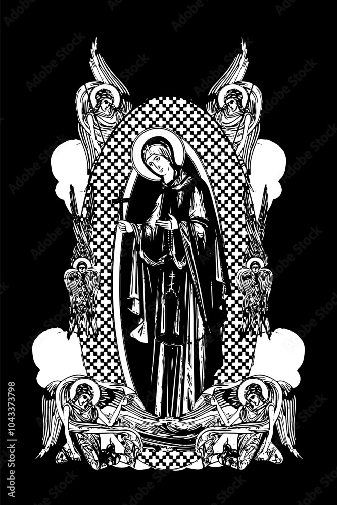 Sv. Petka. Saint Parascheva of the Balkans. Illustration with angels ...