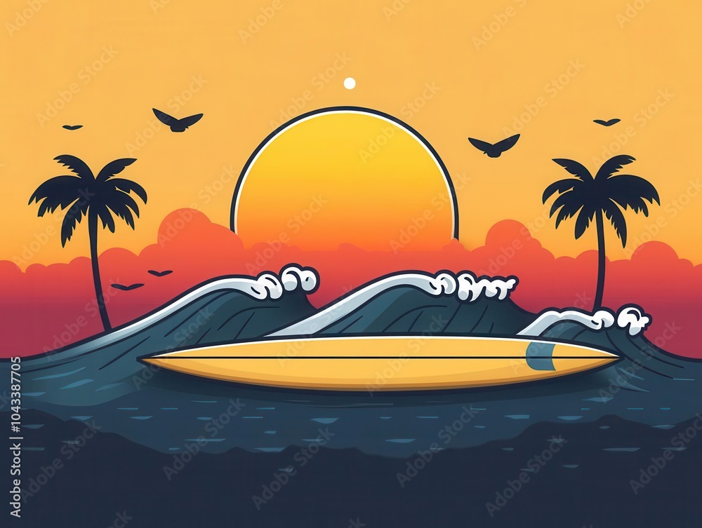 minimalist surfboard line icon, elegantly designed with clean lines and ...