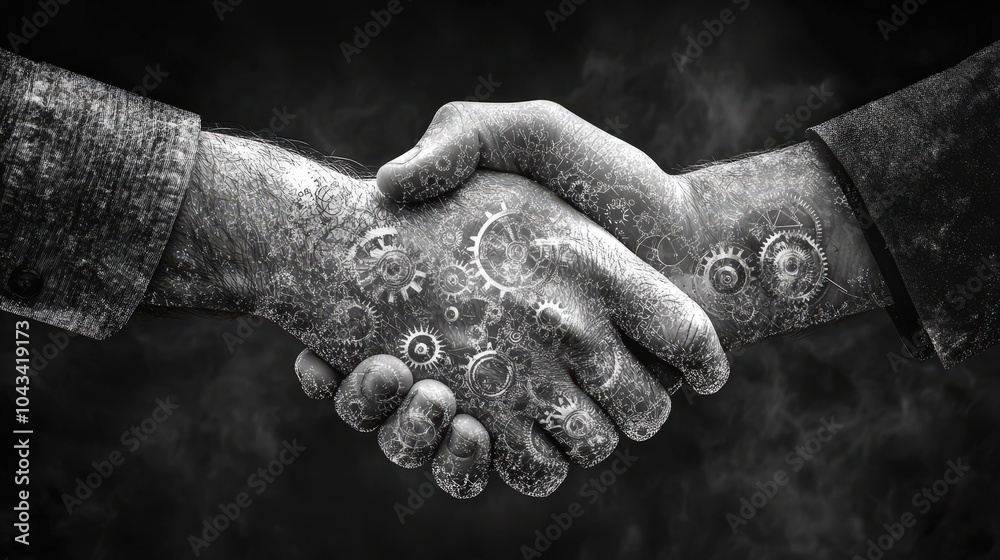 Collaborative Partnership Concept Depicted as a Handshake Formed by ...