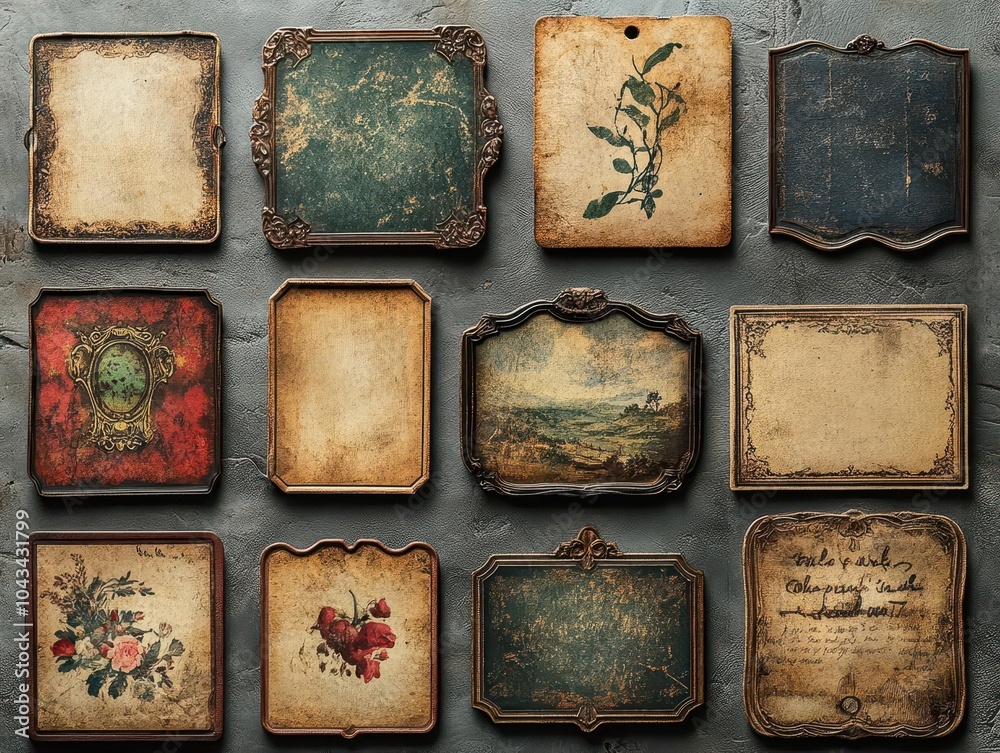 varied collection of blank old stickers and price tag templates ...