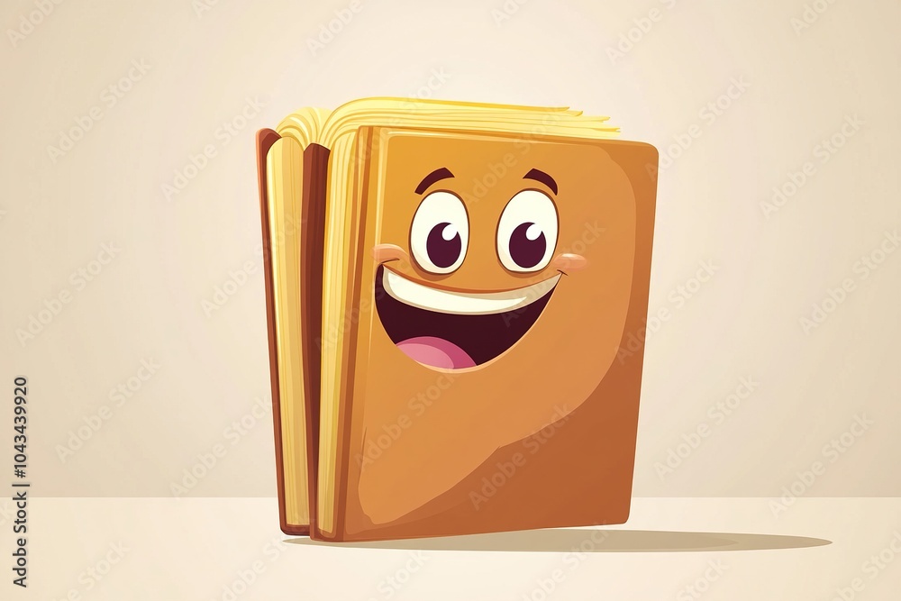 Cartoon Book with Oversized Dimensions and a Happy Expression Stock ...