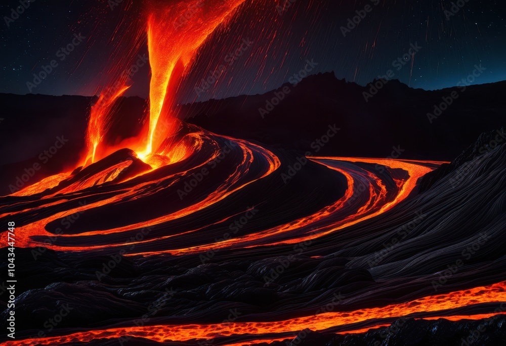 vibrant dynamic lava flow textures appearing dark background displaying ...
