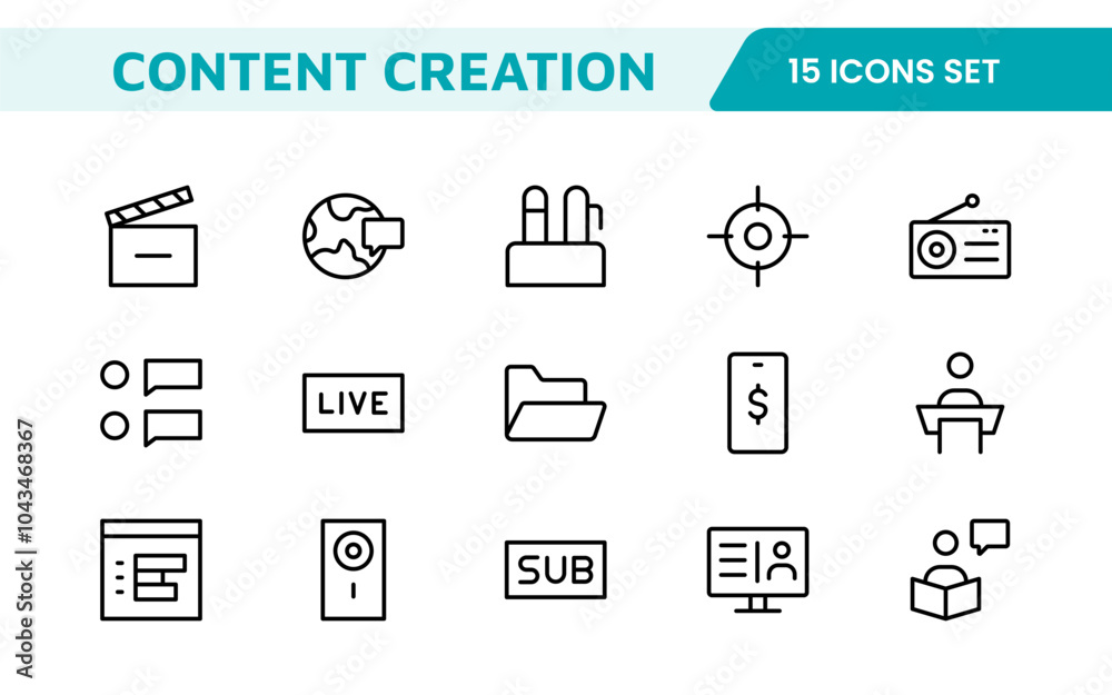 Content Creation Icon Set. Creative and versatile icons for bloggers ...