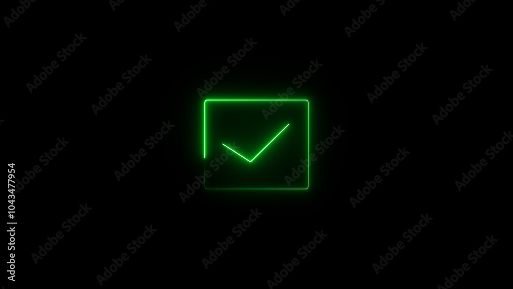 Green check mark Neon Sign Vector. Check list button neon signboard ... Green check mark Neon Sign Vector. Check list button neon signboard ...