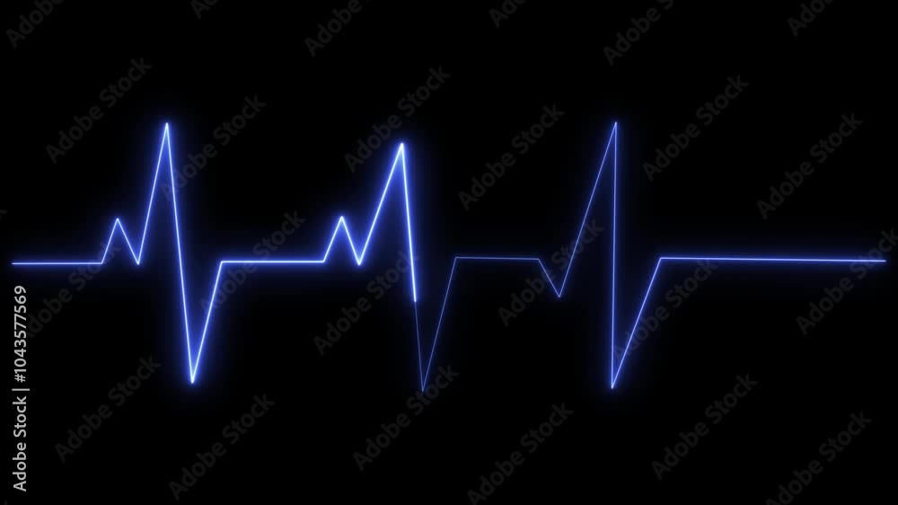 blue Heart pulse light transparent effect animation, electrocardiogram ...