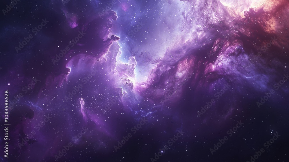 Realistic nebula surrounded by stars and cosmic dust in a deep space ...