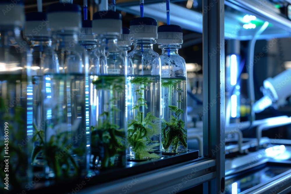 Bioengineered organism in a futuristic lab, An innovative laboratory ...