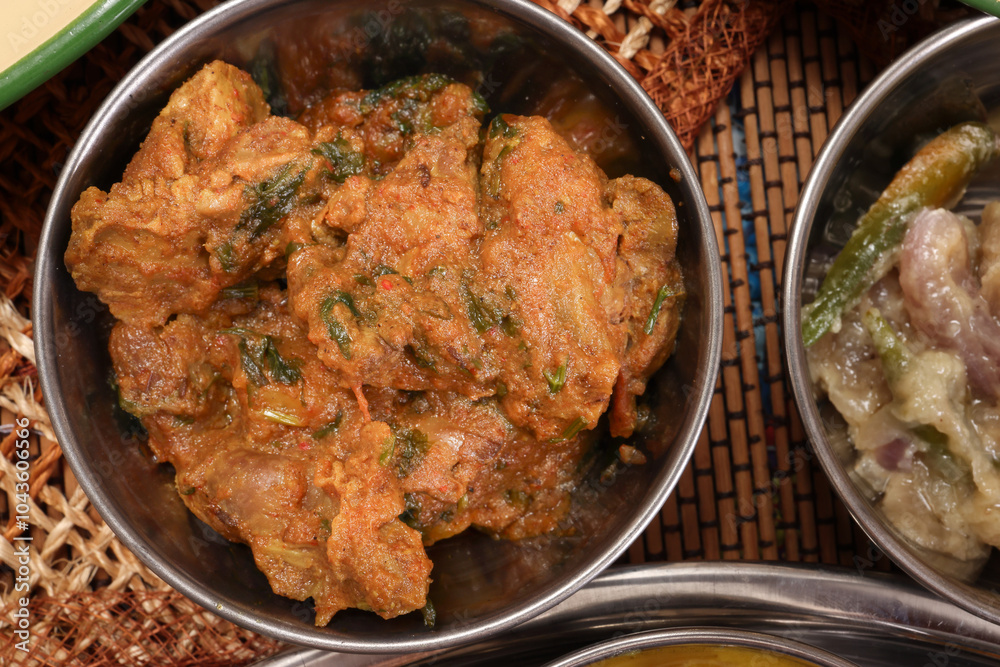 Bengali style beef chicken mutton lamb meat with potato curry side dish ...