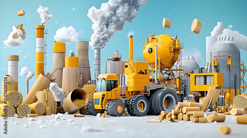 Detailed cross section view of a modern paper mill facility ...