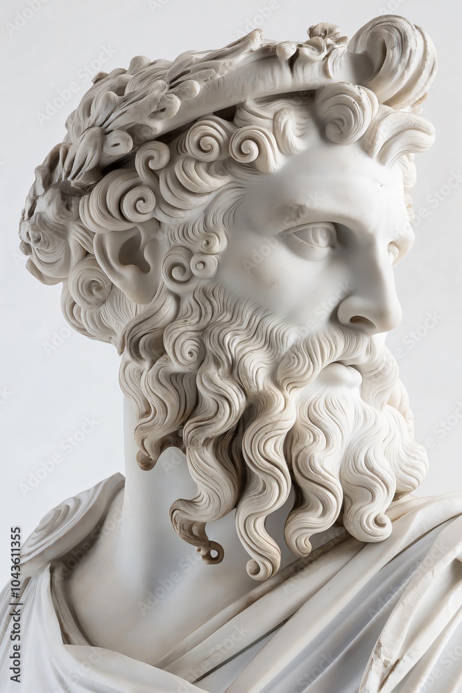 White marble bust of Jupiter, the roman god of the sky and thunder ...