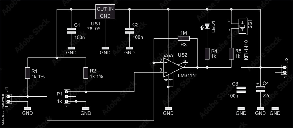 Schematic diagram of electronic device on sheet of paper. Vector ...