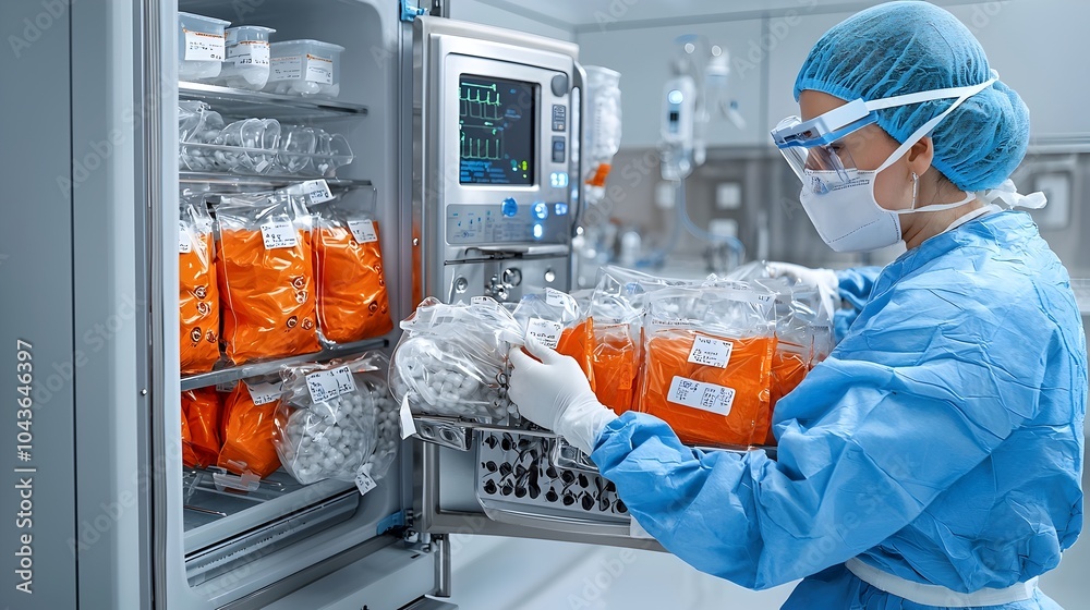 Collection of labeled medical supply bags being organized and stored in ...