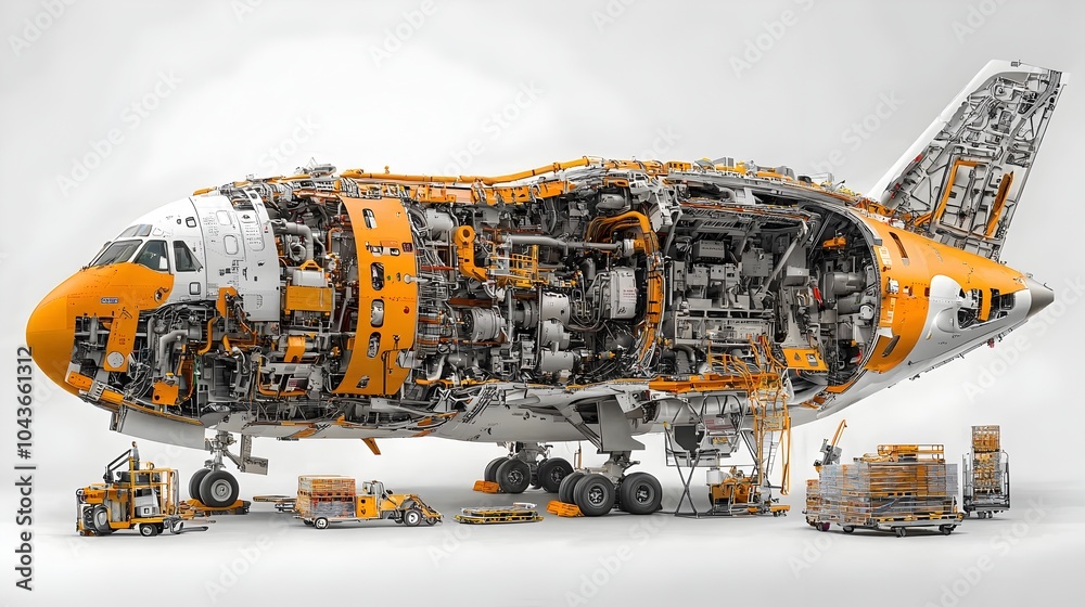 Detailed Cutaway View of Cargo Plane s Internal Structure and Systems ...