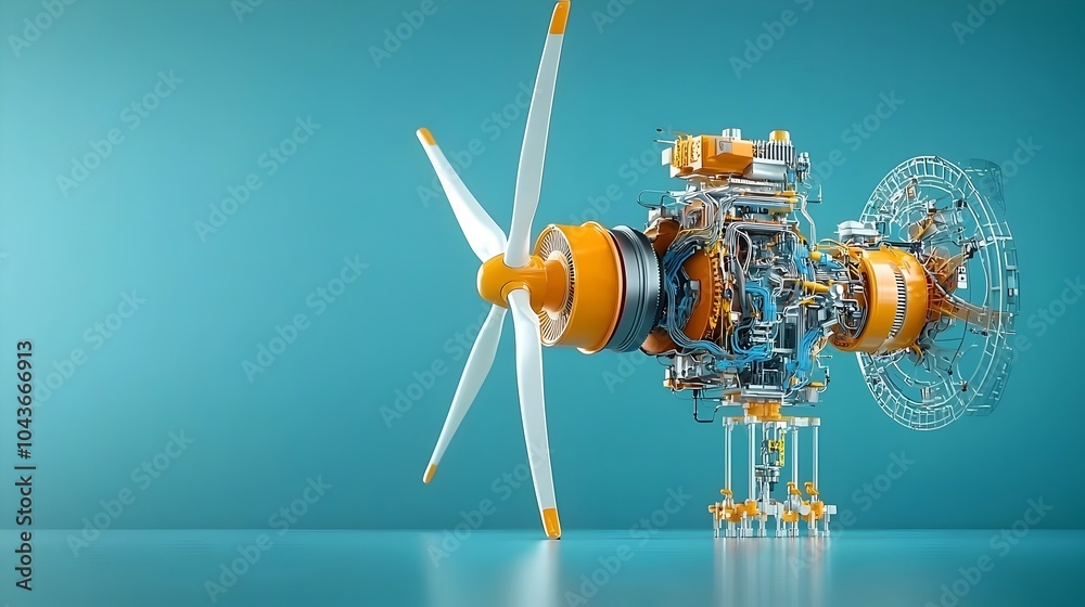 Layered cross section of a wind turbine exposing the intricate details ...