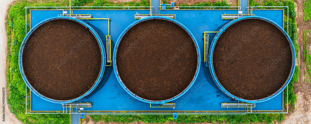 Detailed view of biomass energy plant transforming organic waste into ...