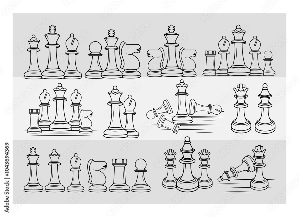 Chess Pieces SVG Silhouette Bundle, Chess Silhouette, Chess Game Svg ...