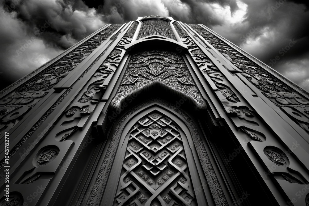 Gothic depiction of the Great Mosque of DjennÃ©, with dark, brooding ...