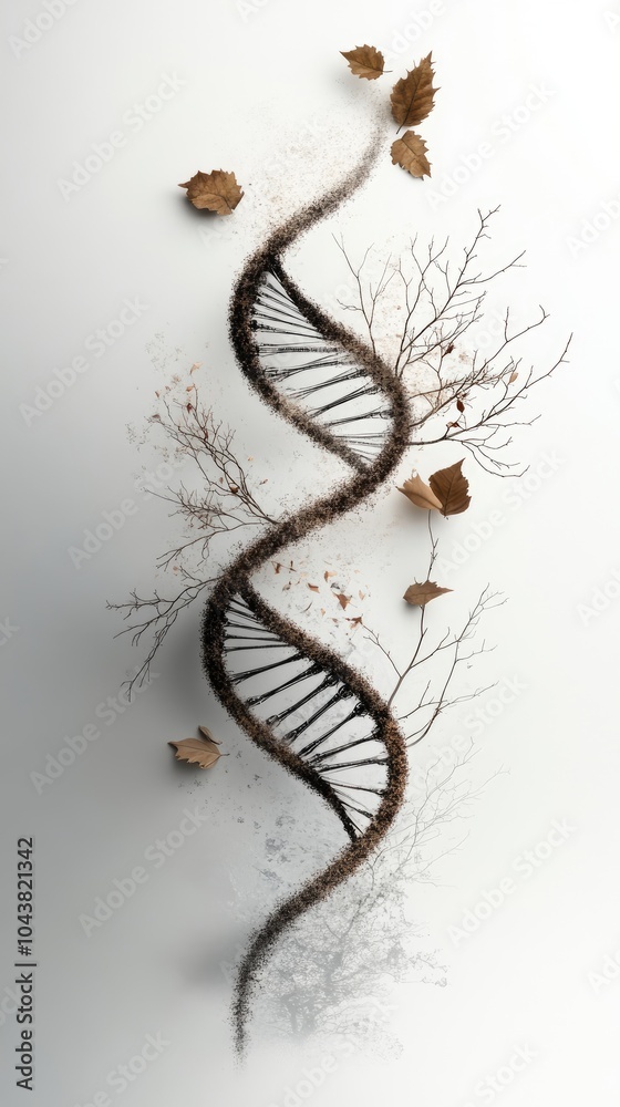 Genetic heritage: entwined DNA icon within sleek family tree ...