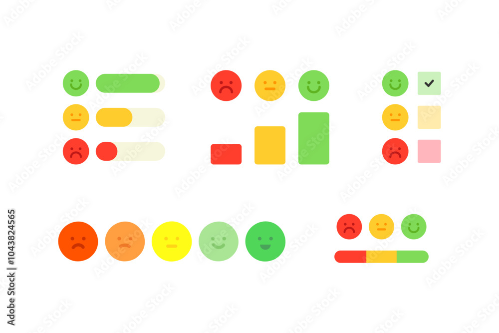 Customer service satisfaction rating scale set. Evaluation, review ...