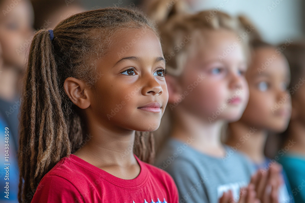 Children reciting the Pledge of Allegiance during a Constitution Day ...