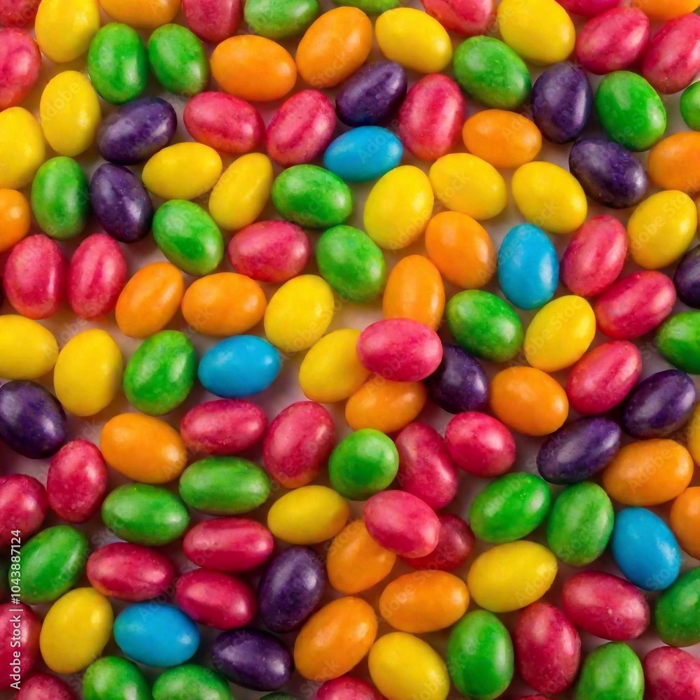 a macro shot from below a large, colorful pile of candy, including ...