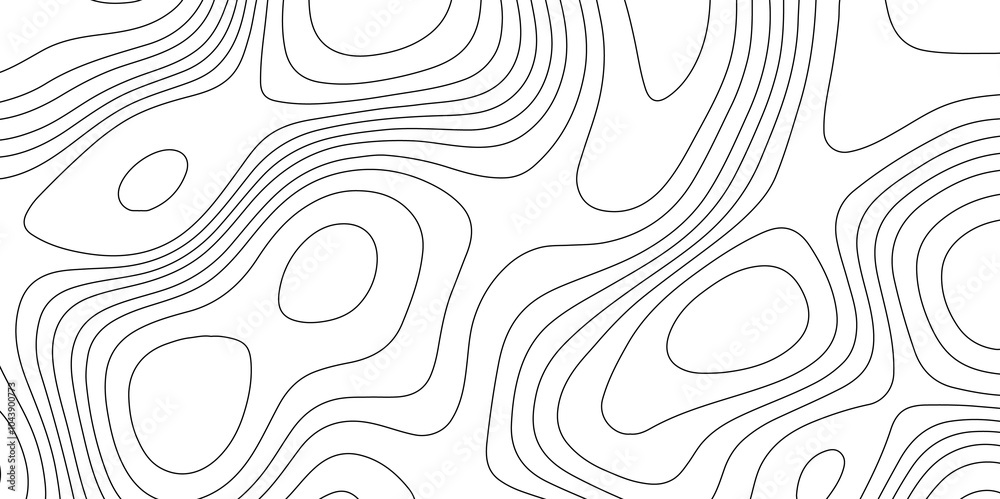 Black and white contours topography stylized wavy concentric pattern ...